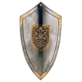 Marto Charles V Holy Roman Empire Shield - Silver/Brass, 89x44cm