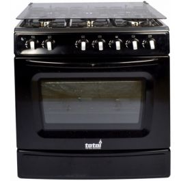 Totai 6 Burner Gas Stove With Glass Lid - Black (No Grill)