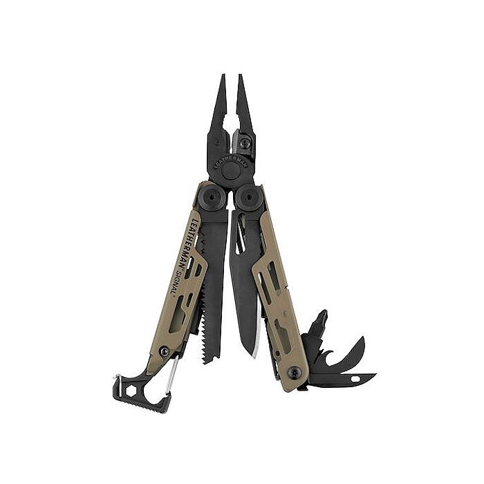 Leatherman Signal Pocket Multi-Tool - 19 Tools, Peg Packaging, Coyote Tan