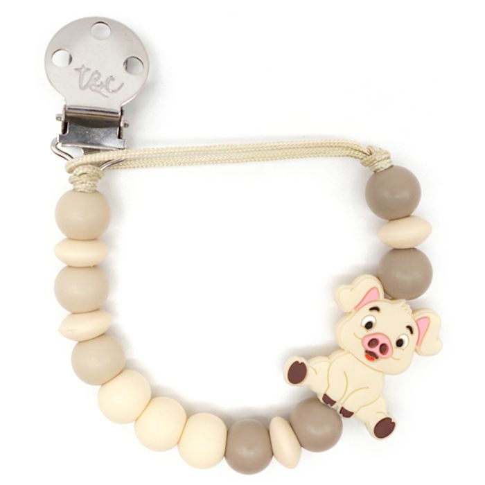 Muncher Pacifier Clip - Piggy