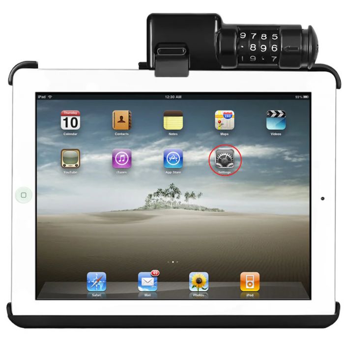 Ram Latch-N-Lock Cradle For Apple iPad 1-4 - Black