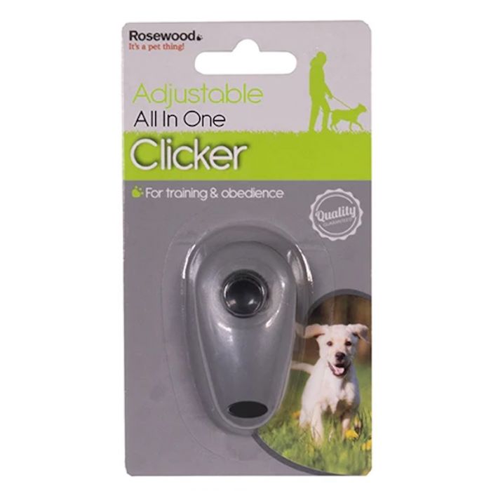 Rosewood Adjustable All In One Dog Training Clicker - Silver
