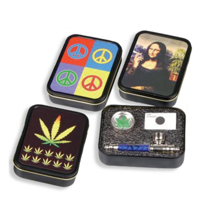 Smoking Tin Set with Grinder